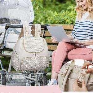 Bags | Stylish Quilted Compact Diaper Bag Backpack In Cream Nwt | Poshmark